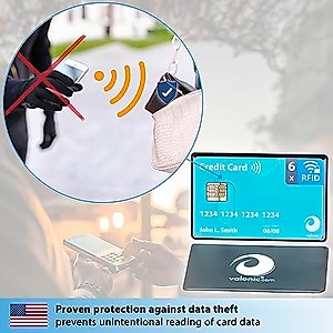 valonic set of 6 RFID blocking sleeves - insertion from the top, Credit Card Protector sleeve for wallet - Protection block for Debit Card and Metro Card