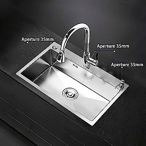 Sink, Stainless Steel Kitchen Sink, Bowl Sink,Suitable For Kitchen, Bathroom, Balcony, Bar, Made Of Stainless Steel, Its Smooth, Shiny Surface Adds A Touch Of Elegance To Your Space. ( Size : 60*45*22