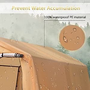 MELLCOM 10x10 ft Outdoor Storage Shelter - Heavy Duty Portable Garage, Tool Shed, Carport - Ideal for Bikes, Motorcycles, and Outdoor Tools - Beige