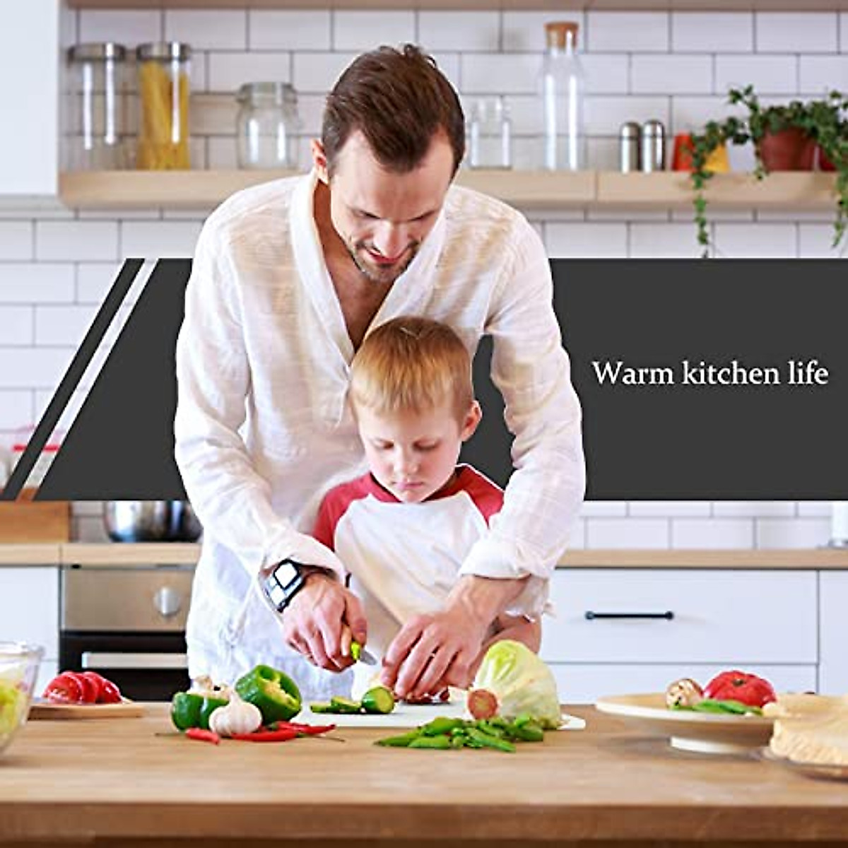 Palaxe Plastic Cutting Boards pro Non-slip with Silicon Feet, Dishwasher Safe Chopping Boards, Grip Handle, Rubber, Easy to Clean for Kitchen, family, Outdoors (White B)