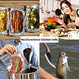 Forged Professional Knife,Japanese Chef Knife Hand Forged Knife Kitchen Boning Knife Outdoor Cooking Butcher Butcher Meat Cleaver Hunting Knife Kitchen Or Camping - Black Forged