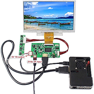 VSDISPLAY 7" 7 inch 1024x600 HD 400nit 50 pins IPS LCD Screen and HD-MI Controller Board,with Micro USB Power Cable