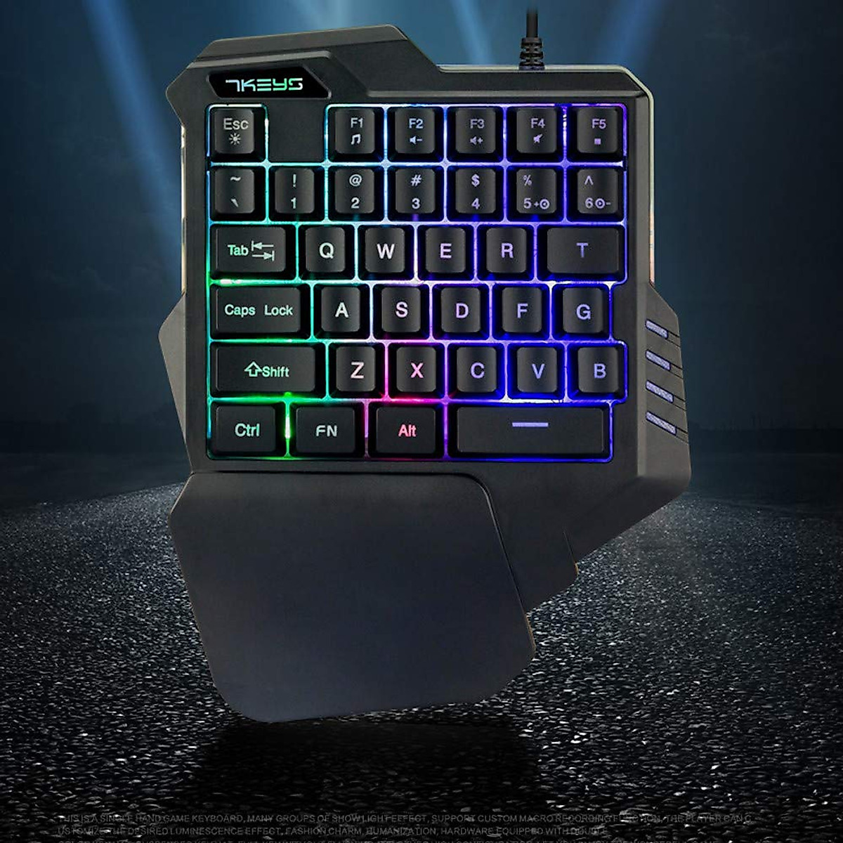 HiGOGO G30 Wired 35 Keys One-Handed Gaming Keypad, Rainbow LED Backlight with Large Wrist Pad (Black)