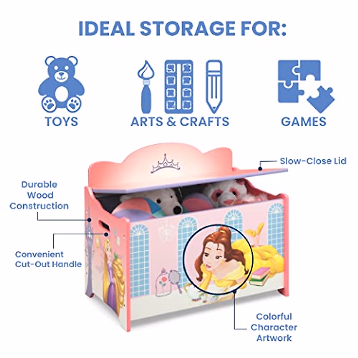 Delta Children Deluxe Toy Box, Disney Princess