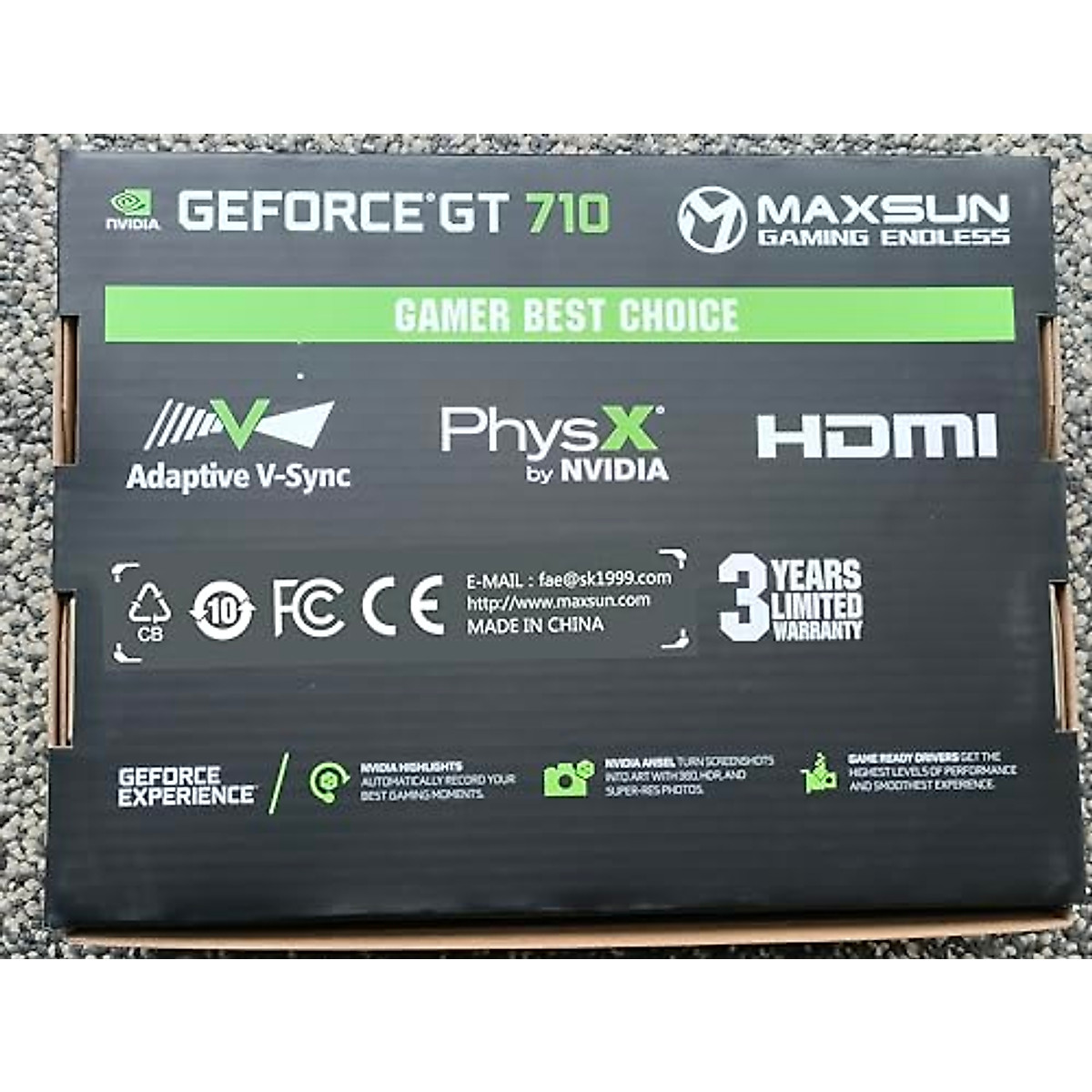 maxsun GEFORCE GT 710 2GB Low Profile Ready Small Form Factor Video Graphics Card GPU Support DirectX12 OpenGL4.5, Low Consumption, VGA, DVI-D, HDMI, HDCP, Silent Passive Fanless Cooling System