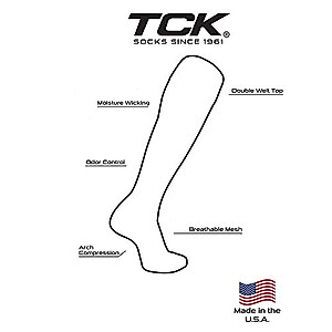 TCK Performance Baseball/Softball Socks (Black/White/Vegas Gold, Medium)