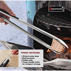 ROMANTICIST 5pc Heavy Duty Grill Accessories for Top Chef - Professional Grill Tools Set & Basic BBQ Tools for Backyard Restaurant Outdoor Kitchen - Deluxe Grill Gift for Dad on Father’s Day Birthday