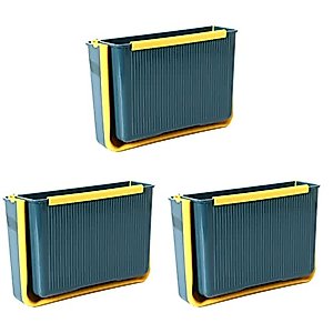 ARTIBETTER 3pcs Foldable Folding Wastebasket Basket Saving Mounted Door Can Supplies Hanging Closable Car Kitchen Cabinet Small Home Bathroom Container Bedroom Mini for Recycling Bucket