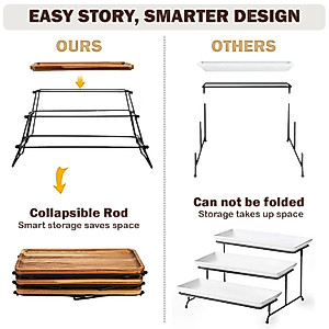 Eco-Friendly Food Platter Serving Tray - Cupcake Stand - Acacia Wooden Towers Dessert Table Display Set - 3 Tiered Decor Small Cheese Charcuterie Boards Rustic Wood Platters Trays - For Family Parties