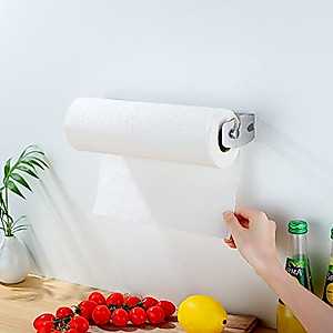YIGII Paper Towel Holder Under Cabinet, One Hand Tear Adhesive Paper Towel Holder Wall Mount/Inside Cabinet Stainless Steel for Kitchen
