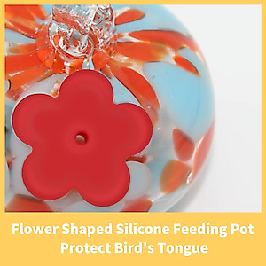 Hummingbird Feeder,Hand-Blown Glass Hummingbird Feeders for Outdoors Hanging with Hanging Ornament Hummingbird (Green)