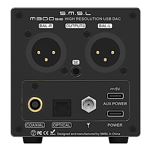 S.M.S.L Upgraded M300SE HiFi Headphone Amplifier, 2PCS of CS43131 MQA Audio DAC, USB/Optical/Coaxial/Bluetooth Input DSD MQA XMOS Balanced XLR Output THD+N 0.00013% with Remote Control