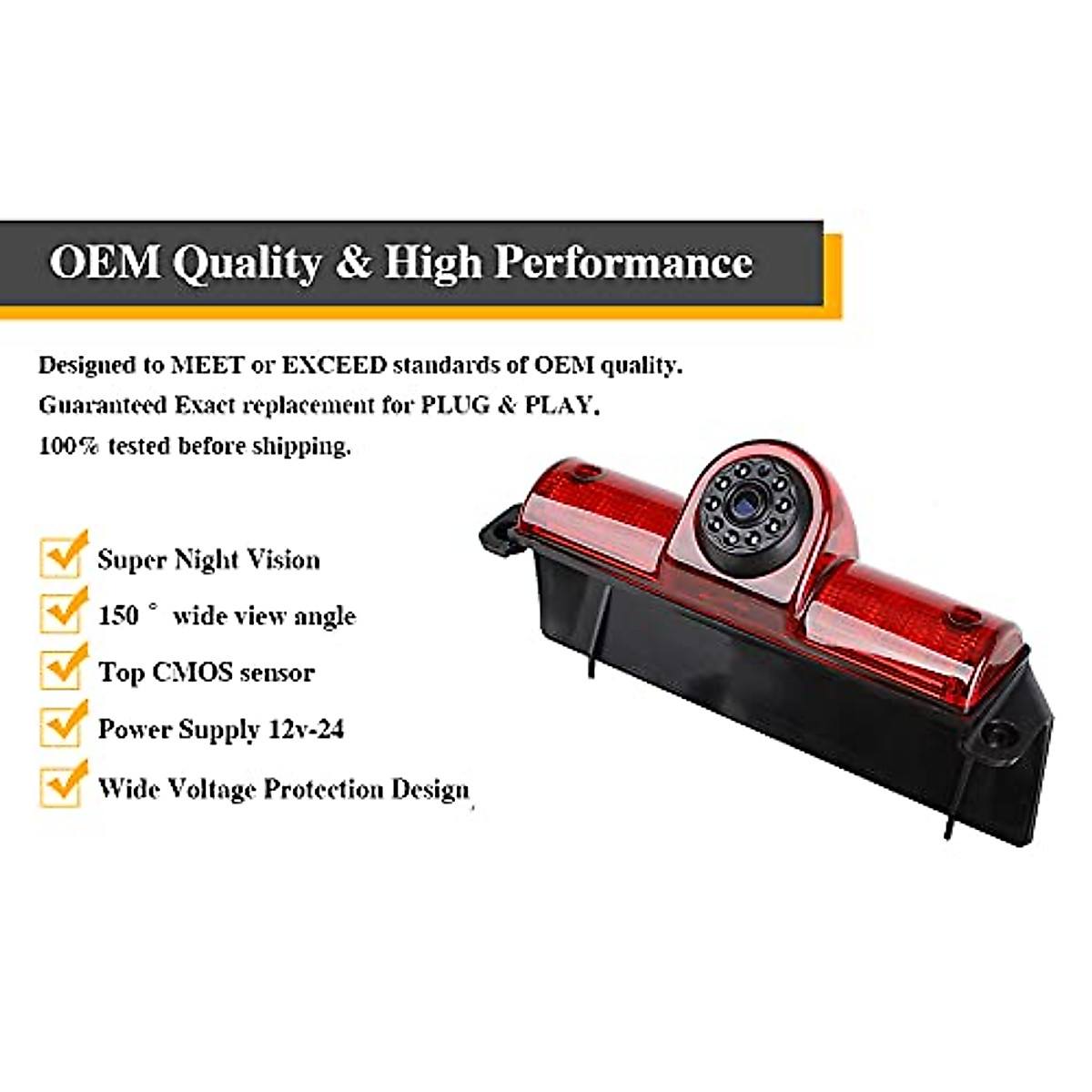 Savana Third Brake Light Placement Camera with Monitor fit for Express GMC Savana Cargo Van (with Monitor)