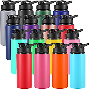 Yinder 16 PCS 20oz Aluminum Water Bottle Bulk Multicolor Reusable Sports Bottle with Snap Lids Multipack Vacuum Water Flask for Travel Camping, Picnics, Gym, Hiking, Cycling, Fishing