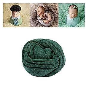 Coberllus Newborn Baby Photo Props Blanket Stretch Knitted Wrap Swaddle for Boy Girls Photography Shoot (Green)