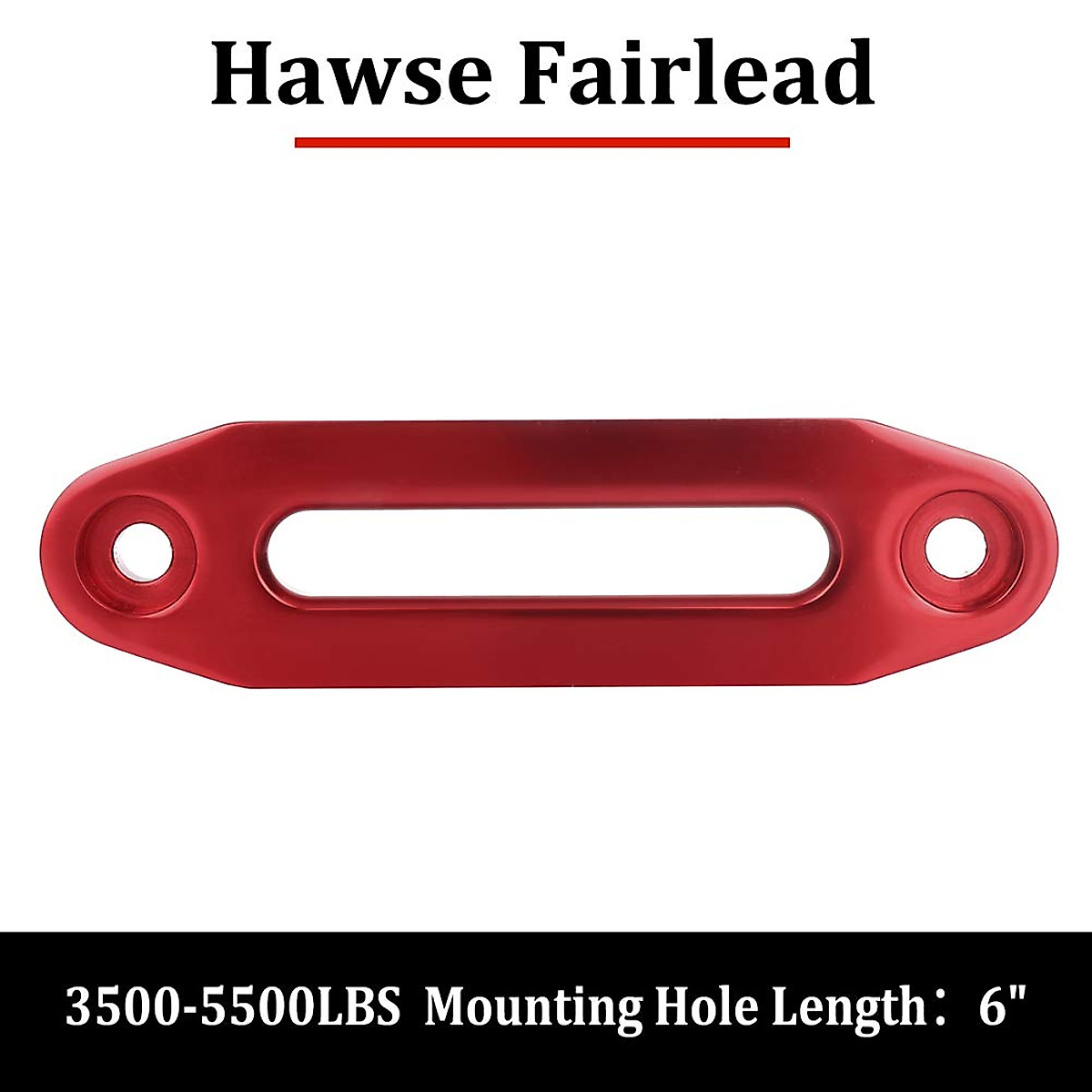 OCPTY 6" Aluminum Hawse Fairlead for Synthetic Winch Rope Cable Line Polished Univerasal ATV UTV Winch Hawse Fairlead (Red 3500-5500 lbs)