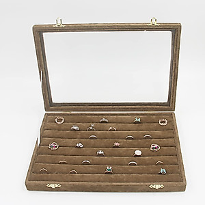 Iced Velvet Flock Self Adhesive Velvet Flocking Liner for Jewelry Drawer Velvet Lining for Jewelry Box Velvet Drawer Liner Roll Felt Fabric Soft Velvet Drawer Liner 14.2" x 98" (Brown)