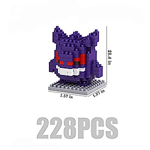 Pocket Monster Micro Building Building Blocks Sets for, 3D Mini Cute Anime Figures Collection Toys 4-PCS Kit Gifts for Adults and Kids