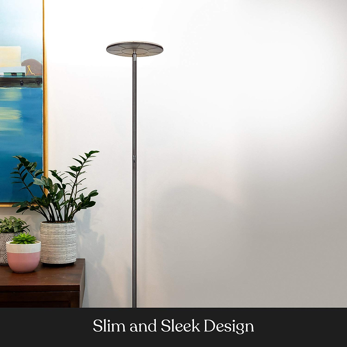 Brightech Sky Flux Dimmable LED Floor Lamp – Super Bright Floor Lamp for Living Room and Offices – Torchiere Standing Lamp with 3 Light Options, Tall Lamp for Bedroom Reading and More - Bronze