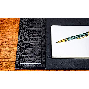 Dacasso Crocodile Embossed Leather Desk Set, 3pcs, Black