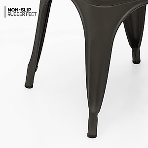 MoNiBloom Metal Dining Chair Set of 4 Stackable Indoor 17.5" Seat Height Bar Chairs with Back Outdoor Side Metal Kitchen Chairs for Bistro Cafe Side Restaurant Use, Gunmetal