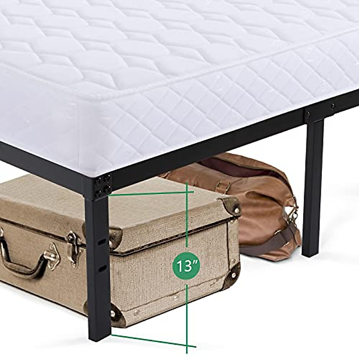 King Bed Frame 16 Inch, NOAH MEGATRON Heavy Duty Bed Frame with Wooden Slats, 16 Inch Mattress Foundation/ No Box Spring Needed (King)