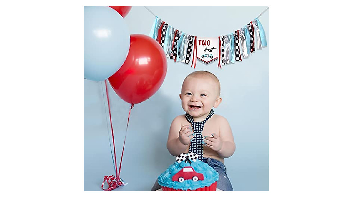 Two Fast Race Car High Chair Banner | 2nd Birthday Decor