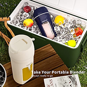 GREECHO Portable Blender, One-handed Drinking Mini Blender for Shakes and Smoothies, 12 oz Personal Blender with Rechargeable USB, Made with BPA-Free Material Portable Juicer, Space Blue