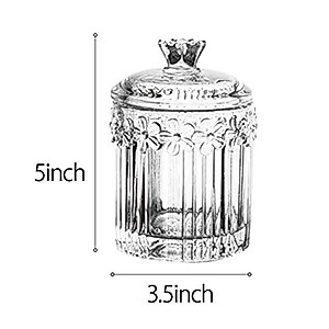 Crystal Glass Relief Flower Candy Dish Swab Box Storage Jar with Lid