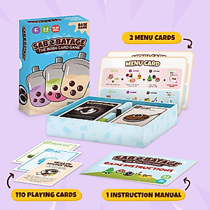 Sabobatage: The Boba Card Game 2nd Edition | Easy Family-Friendly Party Game | Card Games for Adults, Teens & Kids | 2-5 Players (Base Game 2nd Edition)