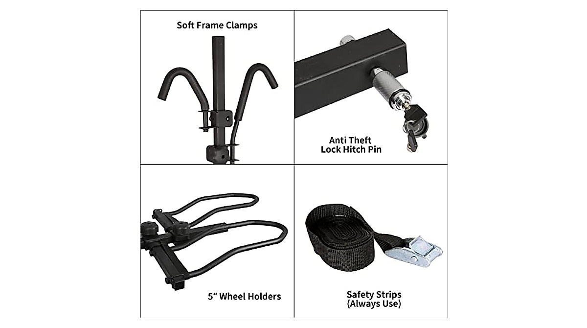 WEIZE Hitch Bike Rack - Wobble-Free Folding Bike Carrier for 2 Bikes