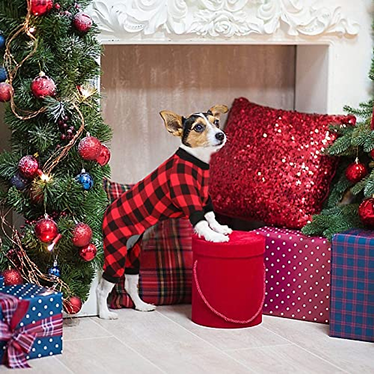 Dog Fleece Sweater Buffalo Plaid Dog Sweater Dog Clothes Dog Outfit Soft Thickening Warm Pet Clothes Sweaters for Dogs Girl & Boy(M)