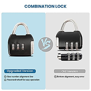 Mini Combination Padlocks, 4pcs Small Zipper Locks with 3 Digits for Diary School Backpack Jewery Box Escape Room, Black Silver Blue Pink