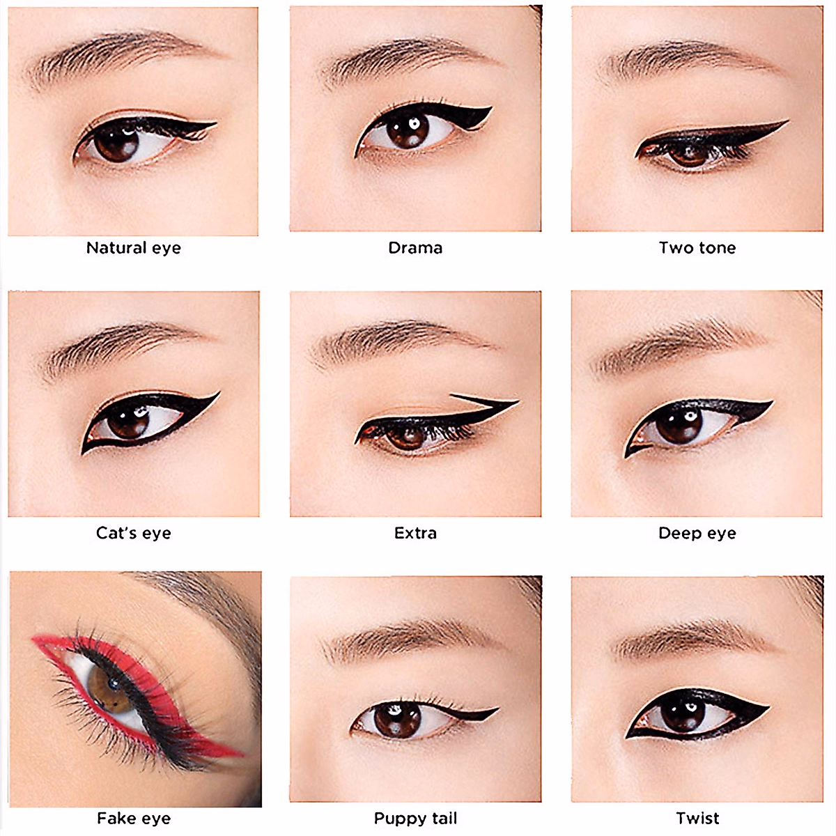 NewBang Double-sided headed Liquid Stamp Eyeliner Pen, Pencil with Eye Makeup Stamp Waterproof Double Sided Long Lasting Seal Eye-liner Stencils Long-Lasting Tattoo Makeup(6in1)