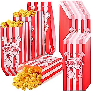 Sherr 500 Pcs Paper Popcorn Bags Disposable Popcorn Bags Individual Servings 1 oz Red and White Paper Bags Popcorn Machine Accessories Small Popcorn Bag for Movie Nights, Concessions, Birthday Party