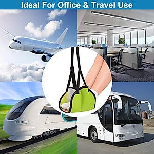 supregear Foot Hammock, 2-Pack Adjustable Airplane Footrest Portable Packable Relax Foot Hammock for Flight Train Bus Home Office Under Desk Travel Accessory for Reduce Swelling and Soreness, Green