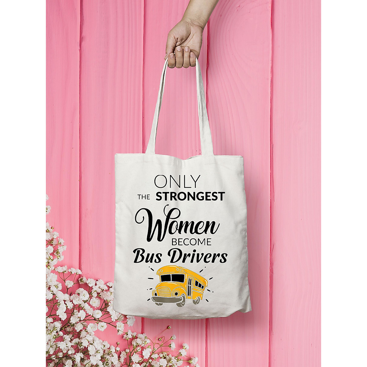 VAMSII Bus Driver Tote Bag Bus Driver Appreciation Gifts for Women Funny Bus Driver Gifts Shoulder Shopping Bag (WT-Bus Driver tote)