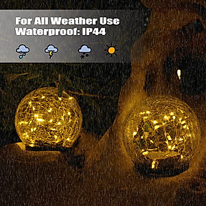 Solar Lights Outdoor Garden Yard Decor Solar Garden Gift Lights Cracked Glass Ball Waterproof Warm White LED Solar Lights Outdoor Decorative for Garden Decor Walkway Patio Yard Lawn, 1 Globe (4.72')