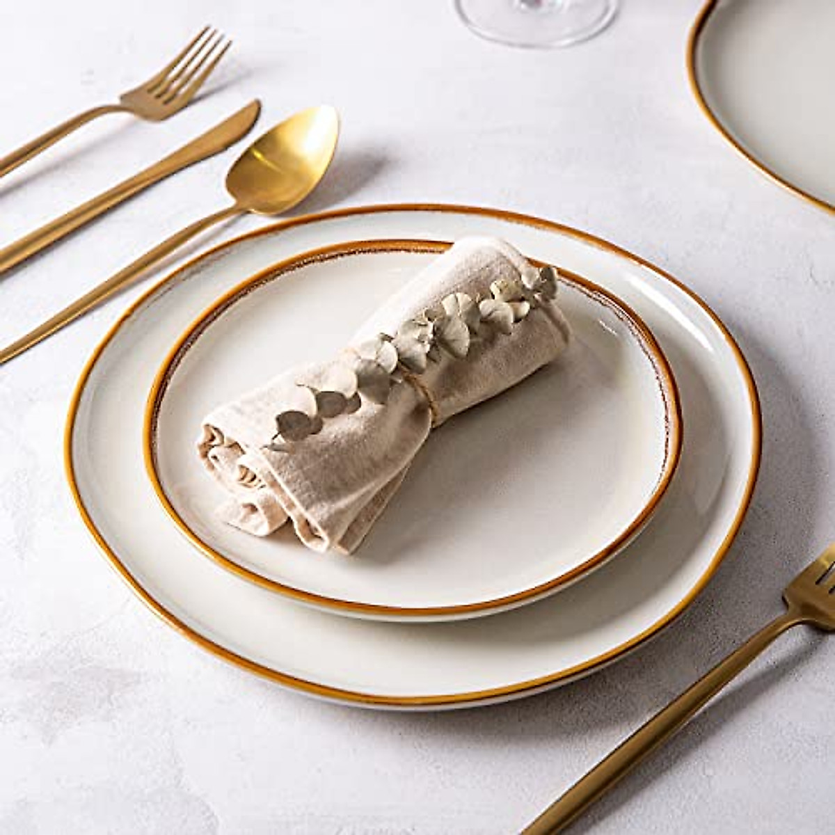 AmorArc Ceramic Dinnerware Sets,Handmade Reactive Glaze Plates and Bowls Set,Highly Chip and Crack Resistant | Dishwasher & Microwave Safe,Service for 4 (12pc)