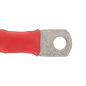 Exell Battery 2/0 Interconnecting Copper Cable, 8-inch Length with 3/8-inch Lugs, Red