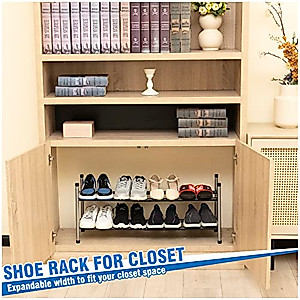 HEDOMII 2-Tier Expandable Shoe Rack, Stackable and Adjustable Shoes Organizer Storage Shelf, Sturdy and Durable Metal Structure Free Standing Shoe Rack for Closet Entryway Doorway