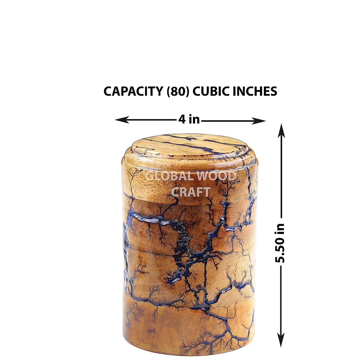 Hand crafted Wooden Rectangular Urn |with Lid Cremation Ash Remains Storage| Adult Pet Humane Ashes Male & Female Urns- Mango Wood With Resin