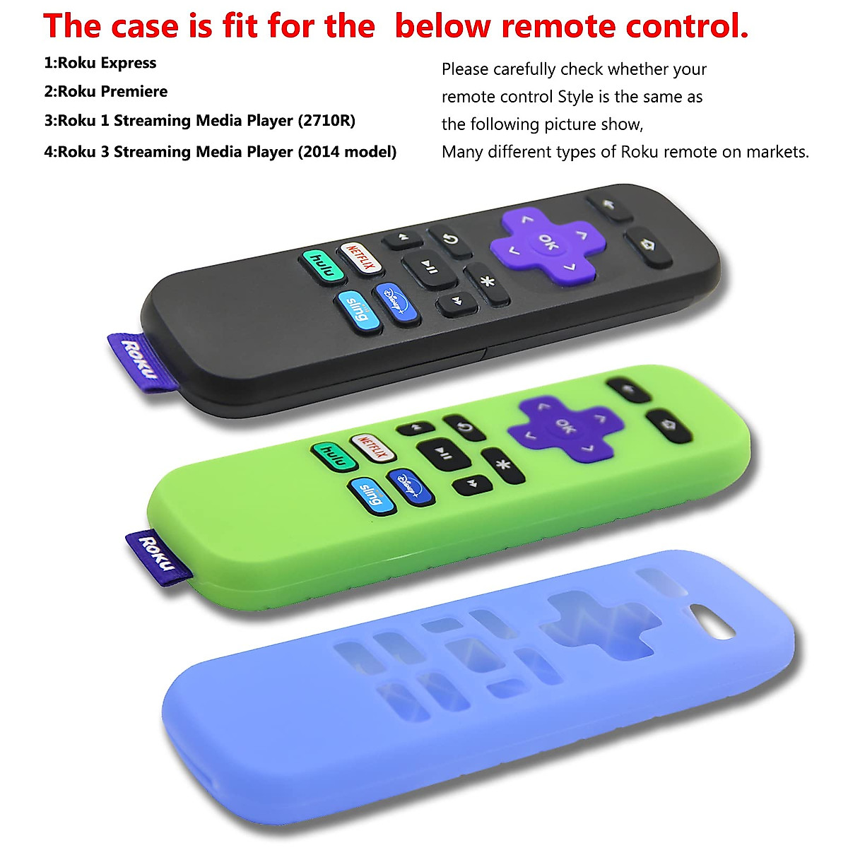 [2 Pack] Pinowu Remote Cover (Glowing in The Dark) Compatible with Roku Simple Remote, Anti Slip Silicone Cover Suitable for Roku Express and Roku Premiere Player Remote (Blue and Green)