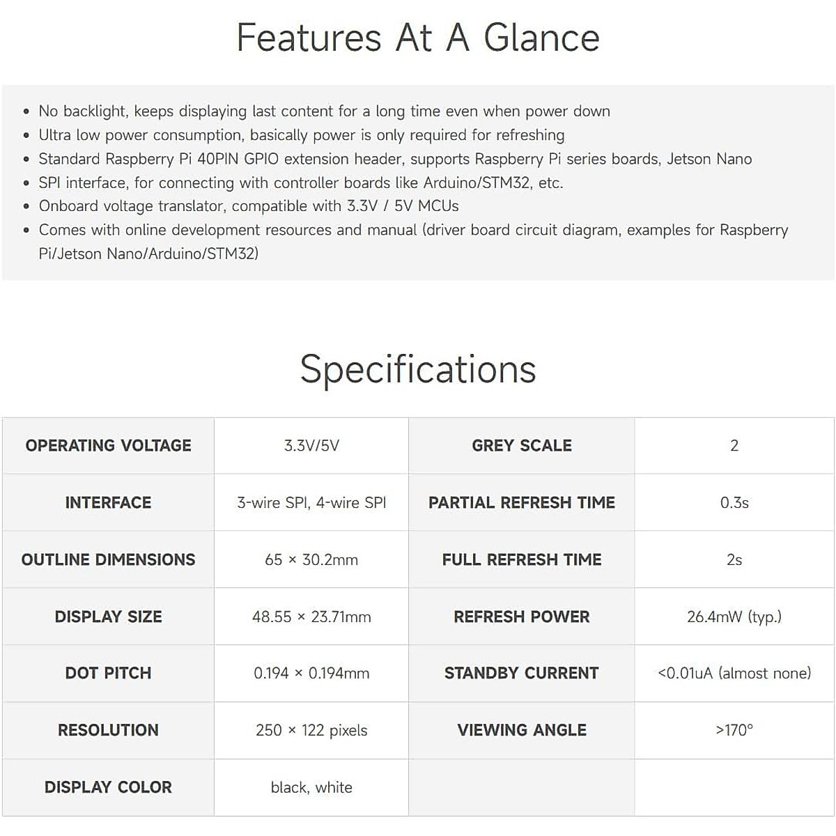 Newest 2.13inch E-Ink Display HAT (V4) Compatible with Raspberry Pi 5/4B/3B+/3B/2B/B+/A+/Zero/Zero W/WH/Zero 2W Series Boards 250x122 Resolution SPI Interface Supports Partial Refresh @XYGStudy