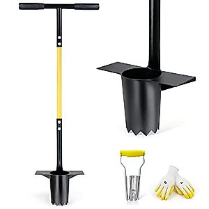 Jardineer Bulb Planter Tool - Long Handle Bulb Planter with Small Bulb Planter Set, Saw-Tooth Bulb Transplanter for Quick Dig. Durable Bulb and Garden Planter Steel Handle, Ideal Bulb Planting Tool