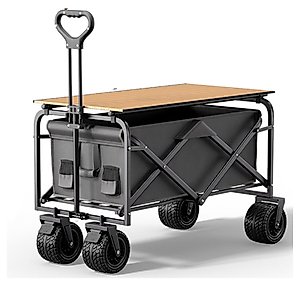 Folding Wagon Cart Heavy Duty Collapsible Utility Wagon Outdoor Camping Garden Cart WithAdjustable Handle for Camping, Sports, Shopping (Color : A) (B