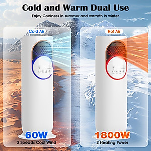 Cobuy Tower Fan and Heater Combo with Humidification, 4 in 1 Space Heaters for Indoor Use, 120°Oscillating, 1800W, 2 Speed Heating, 3 Speed Cooling, Remote Control, 9H Timer for Bedroom Room Office