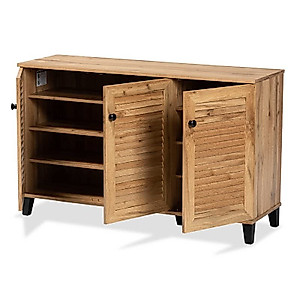 Baxton Studio Coolidge Oak Brown Finished Wood 3-Door Shoe Storage Cabinet
