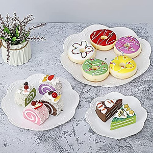 2 Set of 3-Tier Plastic Cupcake Stand Dessert Plates Mini Cakes Fruit Candy Display Tower White for Kids Birthday Tea Party Baby Shower Serving Tray, Round