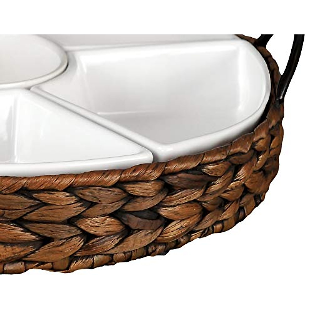 Serving Tray and Serving Dishes, RANDEFURN 7-Set Gold Platters for Parties,15.5 x 15.5 inches, Divided Serving Trays & Platters, Portable Handle,Gold